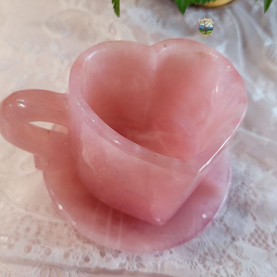 Enchanting Rose Quartz Heart Cup Set for Empowerment, Self Love and Ro ...